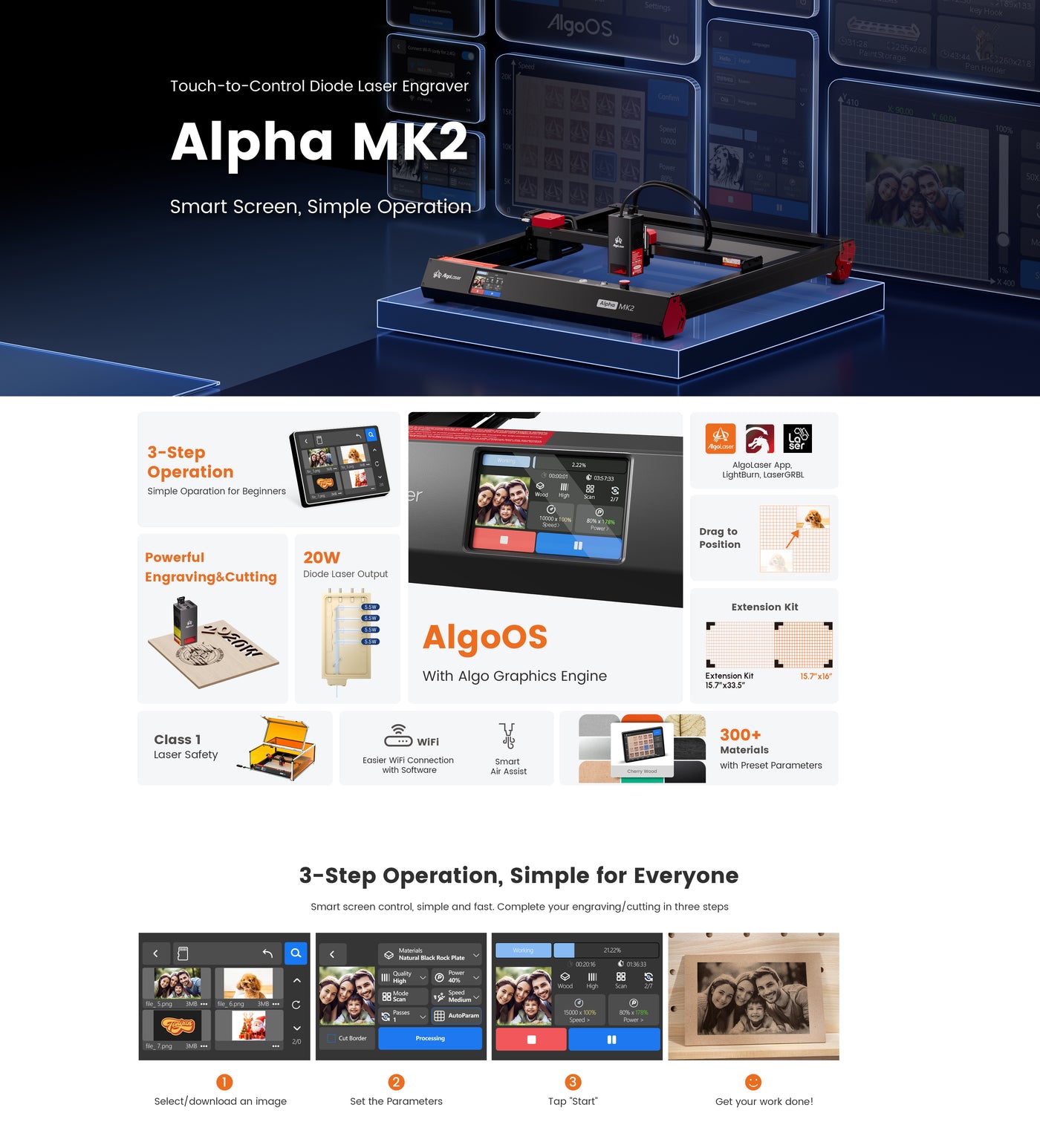 AlgoLaser Alpha MK2 Diode Laser Engraver | Algolaser