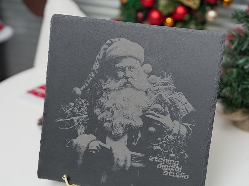 Laser Engrave Slate Santa Claus Coaster