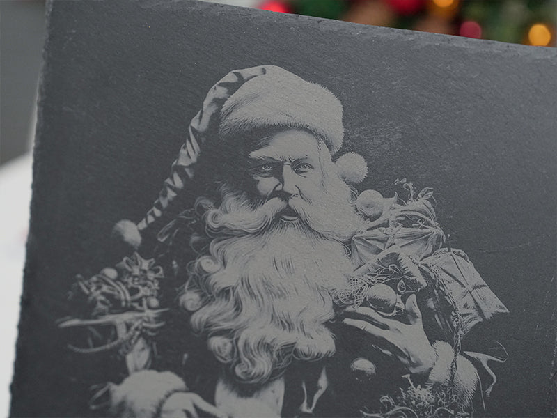 Laser Engrave Slate Santa Claus Coaster