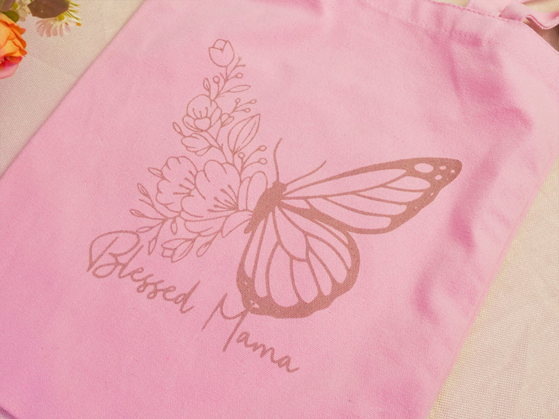 Laser Engraved and Printed Pink Fabric Bag